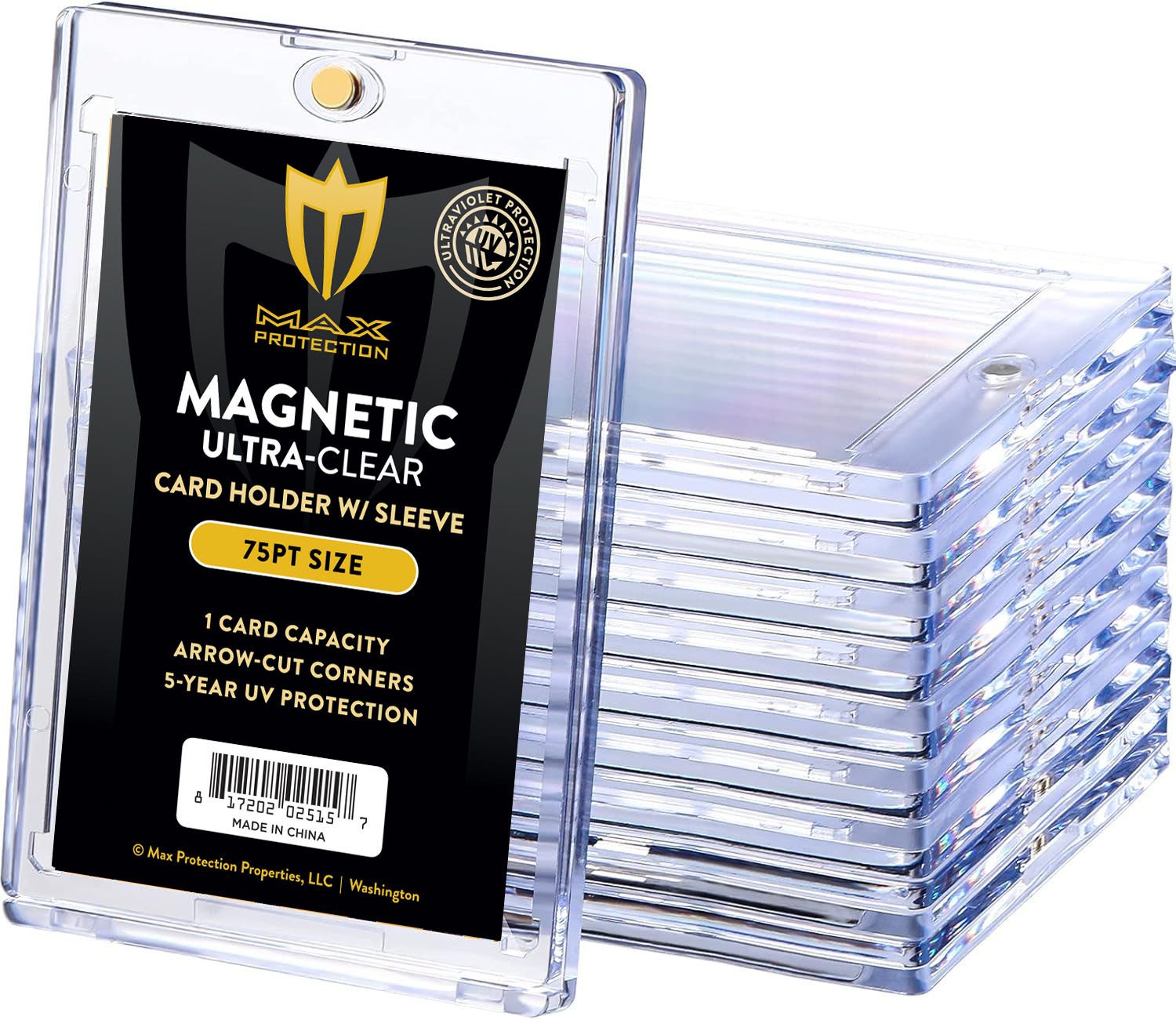 Max Pro Ultra Clear Magnetic Card Holder 75pt w/Sleeve Size - Case of ...